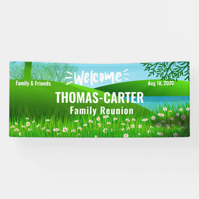 Family Reunion Nature Scene Lake Banner | Zazzle