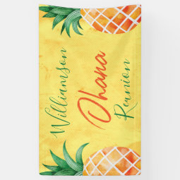 Family Reunion Ohana Two Pineapples Island Beach Banner | Zazzle