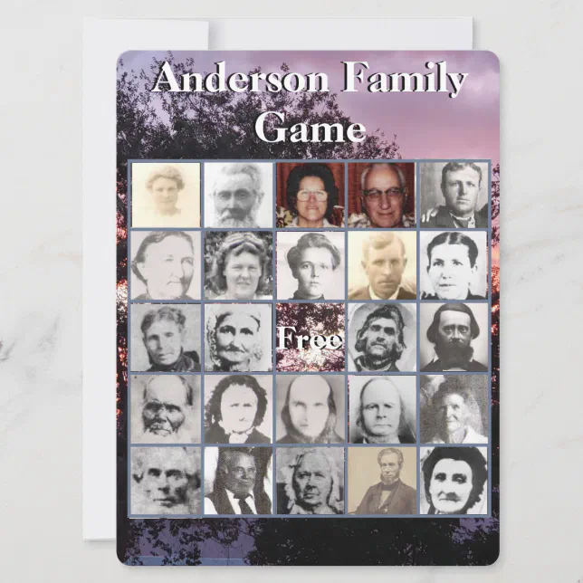 Family Reunion Photo Game Purple Sunset and Trees | Zazzle