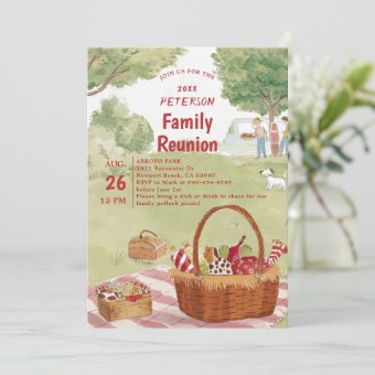 Family Reunion Picnic Cute Summer Illustration Invitation | Zazzle