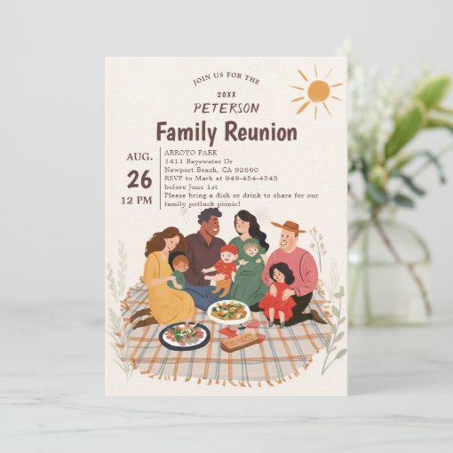 Family Reunion Picnic Illustration Spring Summer Invitation | Zazzle