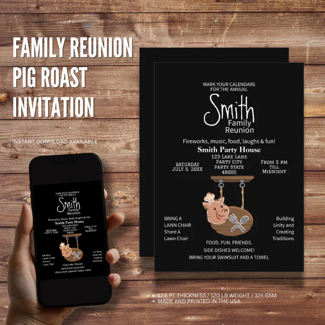 Family Reunion Pig Roast Invitation | Zazzle