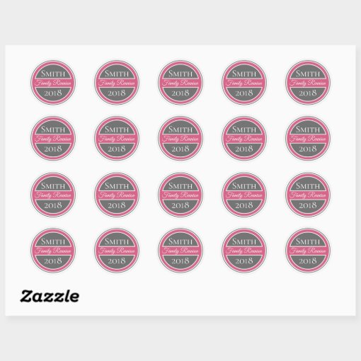 Family Reunion Pink Badge Classic Round Sticker | Zazzle