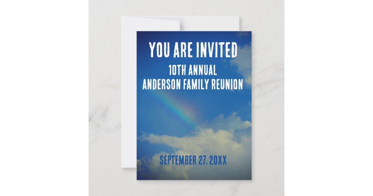 Family Reunion Rainbow Colorful You Are Invited Card | Zazzle