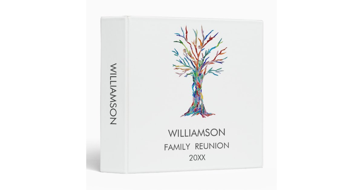 Family Reunion Rainbow Family Tree 3 Ring Binder | Zazzle