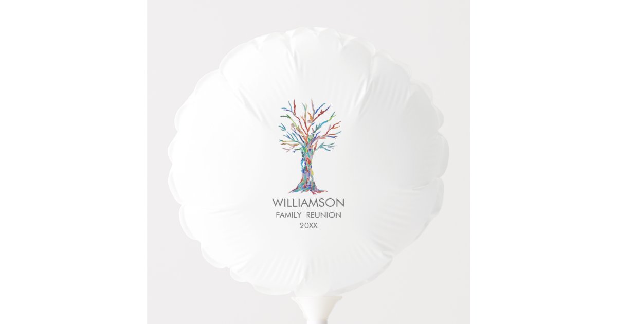 Family Reunion Rainbow Family Tree Balloon | Zazzle