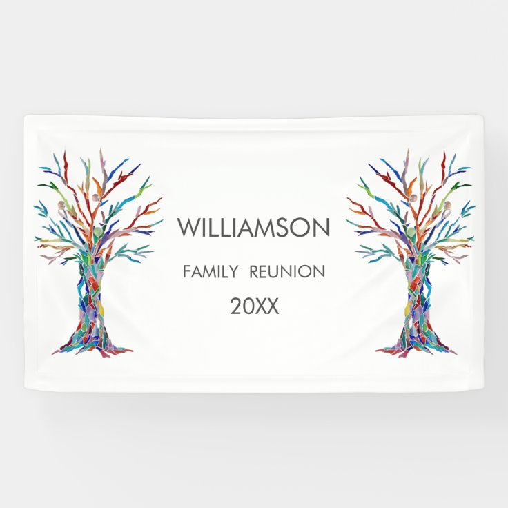 Family Reunion Rainbow Family Tree Banner | Zazzle