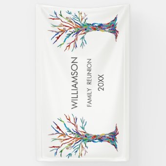 Family Reunion Rainbow Family Tree Banner | Zazzle