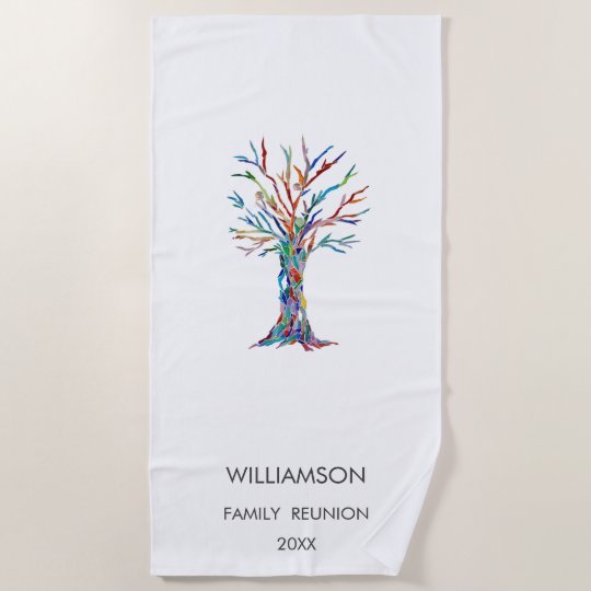 Family Reunion Rainbow Family Tree Beach Towel | Zazzle.com