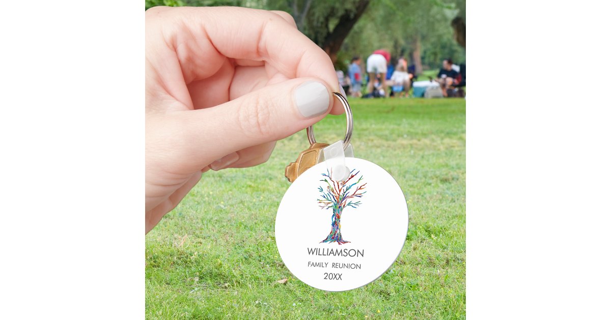 Family Reunion Rainbow Family Tree Keychain | Zazzle