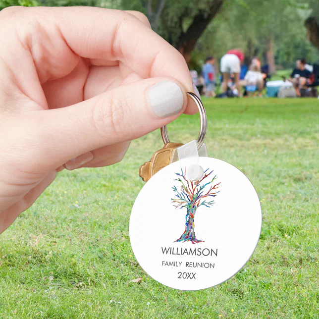 Family Reunion Rainbow Family Tree Keychain | Zazzle