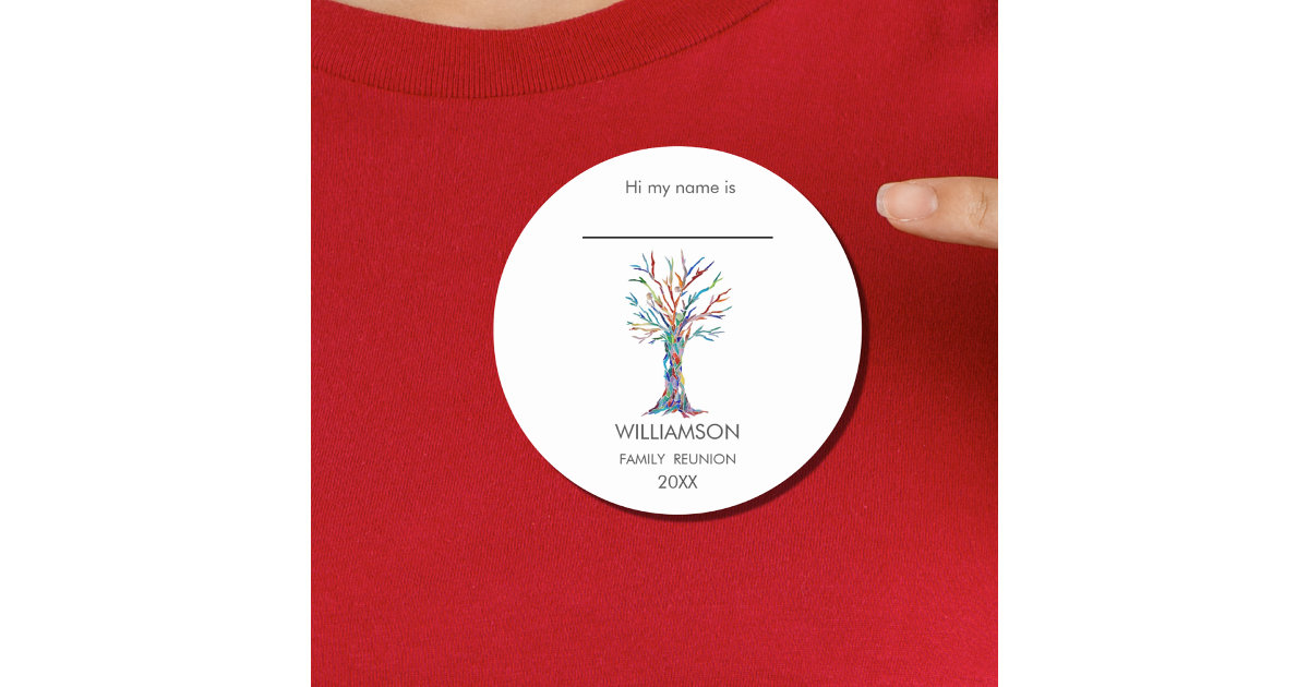 Family Reunion Rainbow Family Tree Name Tag | Zazzle