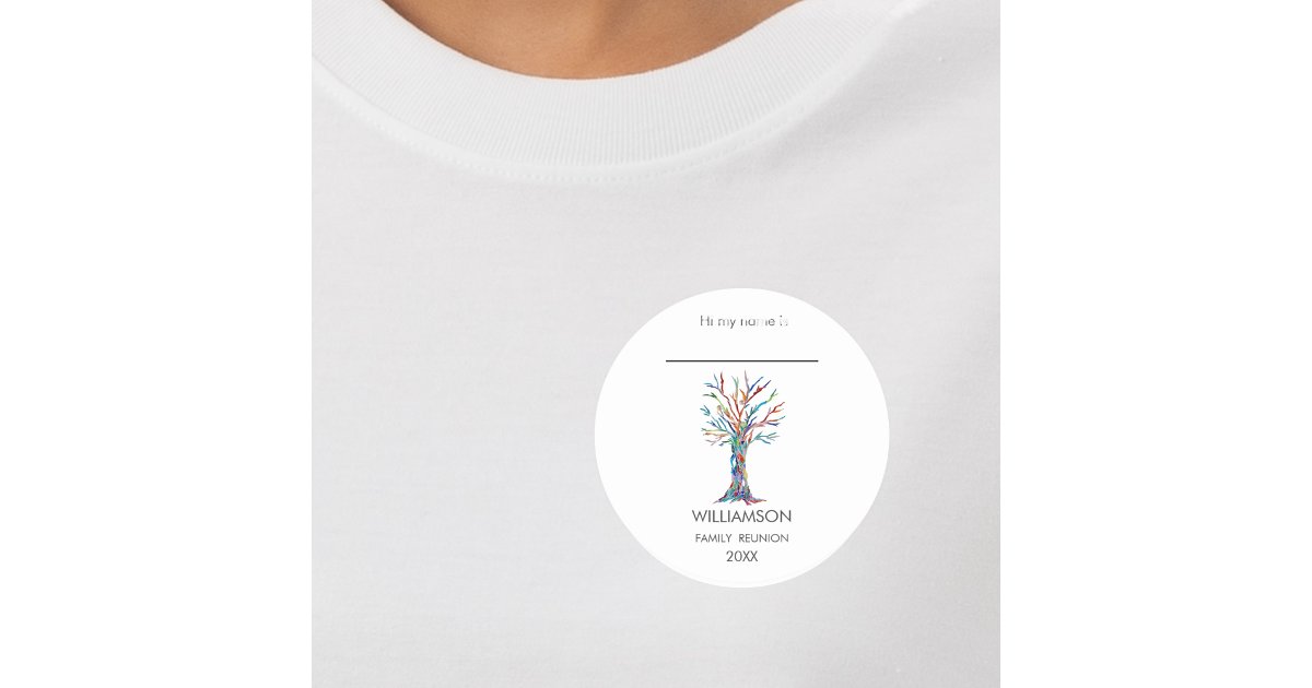 Family Reunion Rainbow Family Tree Name Tag | Zazzle