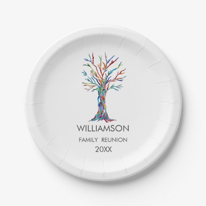 Family Reunion Rainbow Family Tree Paper Plates | Zazzle.com