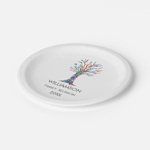 Family Reunion Rainbow Family Tree Paper Plates | Zazzle
