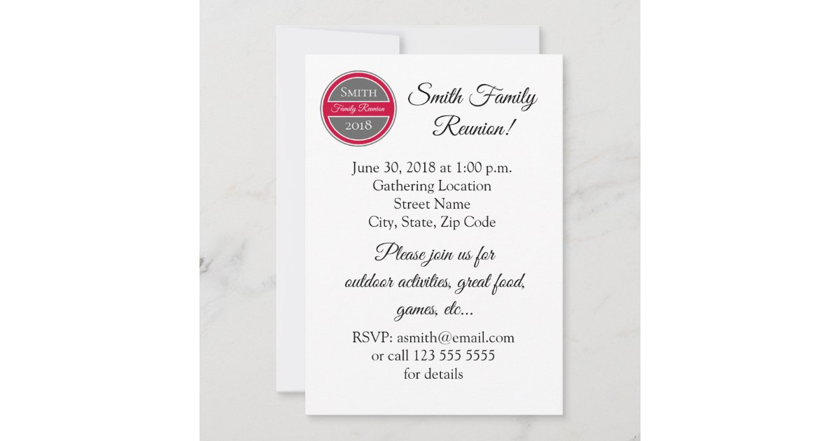 Family Reunion Red Badge Invitation | Zazzle