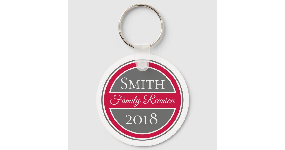 Family Reunion Red Badge Keychain | Zazzle