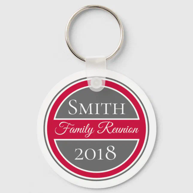 Family Reunion Red Badge Keychain | Zazzle
