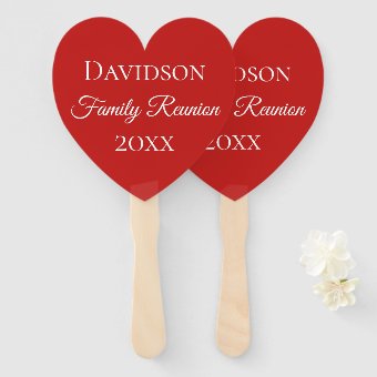 Family Reunion Red Heart Hand Fan | Zazzle