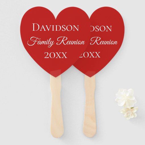 Family Reunion Red Heart Hand Fan | Zazzle