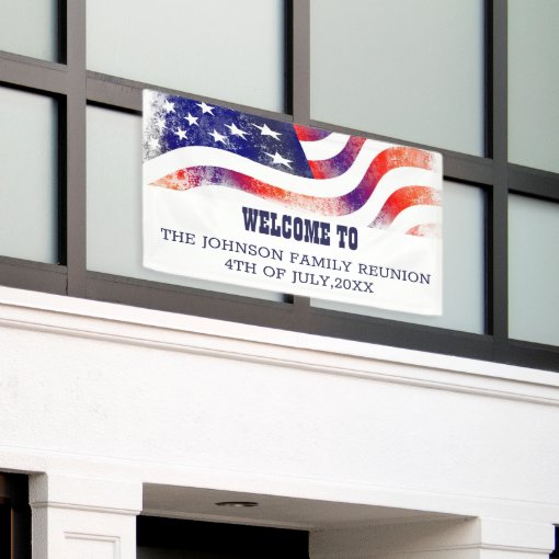 Family Reunion Red White And Blue American Flag Banner | Zazzle