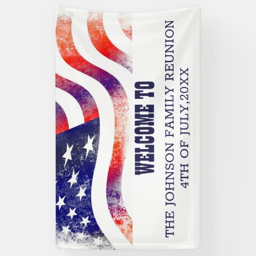 Family Reunion Red White And Blue American Flag Banner | Zazzle