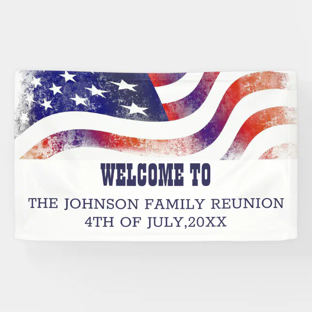 Family Reunion Red White And Blue American Flag Banner | Zazzle
