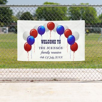 Family Reunion Red White and Blue Balloon Banner | Zazzle