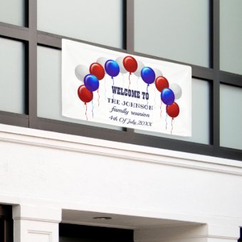 Family Reunion Red White and Blue Balloon Banner | Zazzle