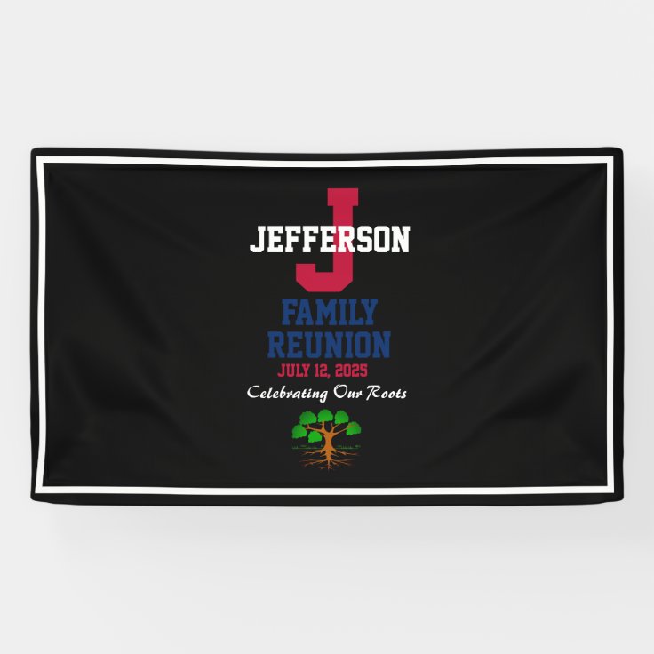 Family Reunion Red, White, Blue for Any Name Banner | Zazzle