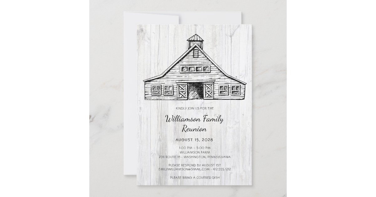 Family Reunion Rustic Country Barn Invitation | Zazzle