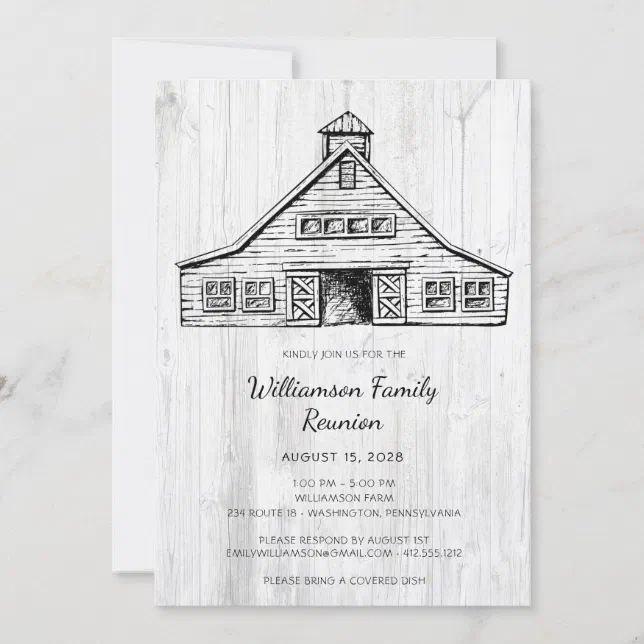 Family Reunion Rustic Country Barn Invitation | Zazzle