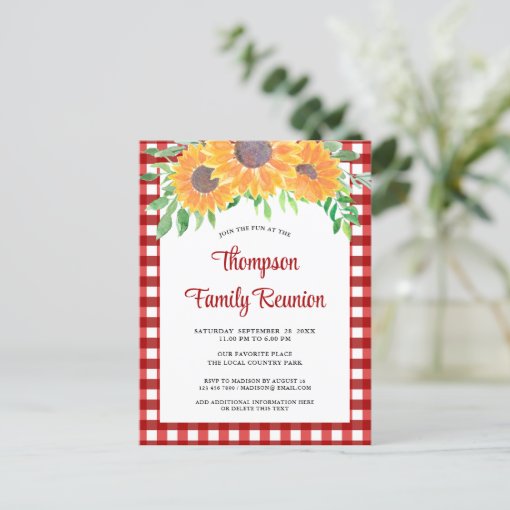 Family Reunion Rustic Floral Invitation Postcard | Zazzle