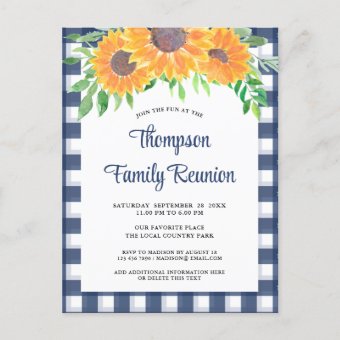 Family Reunion Rustic Floral Invitation Postcard | Zazzle