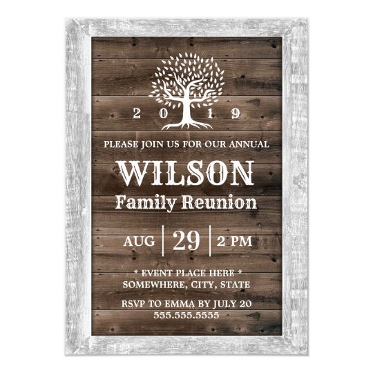 Family Reunion Rustic Wood Frame Family Tree Invitation | Zazzle.com