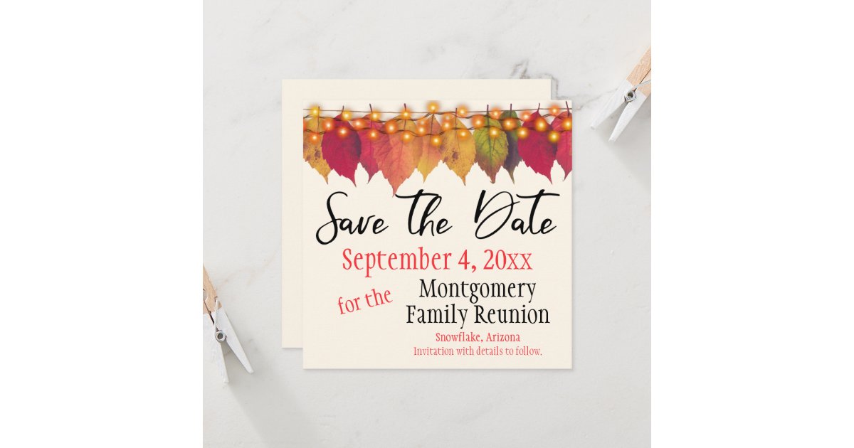 Family Reunion Save The Date Autumn Leaves | Zazzle