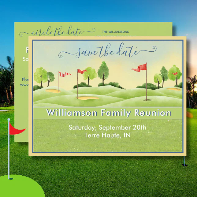 Family Reunion Save the Date Golf Club QR Code Announcement Postcard ...