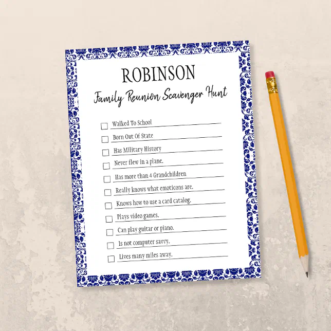 Family Reunion Scavenger Hunt Game 3 | Zazzle