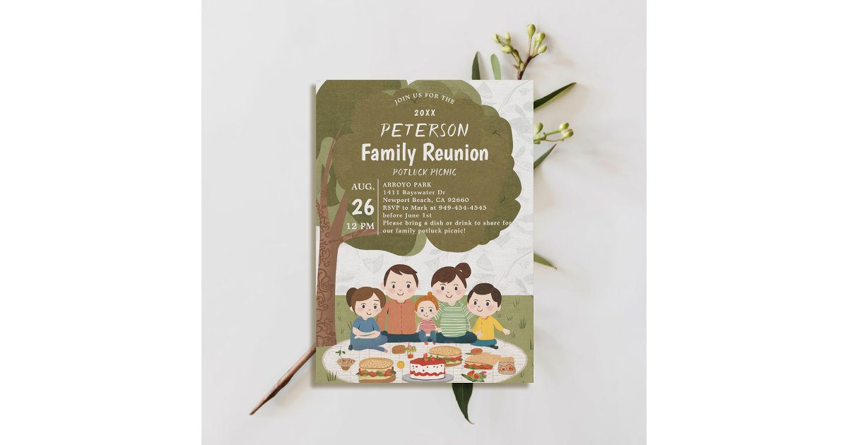 Family Reunion Spring Summer Fall Potluck Picnic Invitation | Zazzle