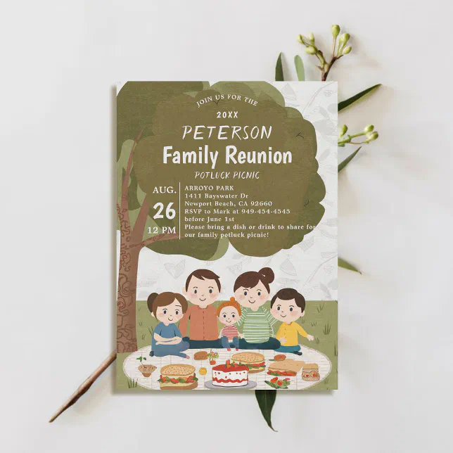 Family Reunion Spring Summer Fall Potluck Picnic Invitation | Zazzle