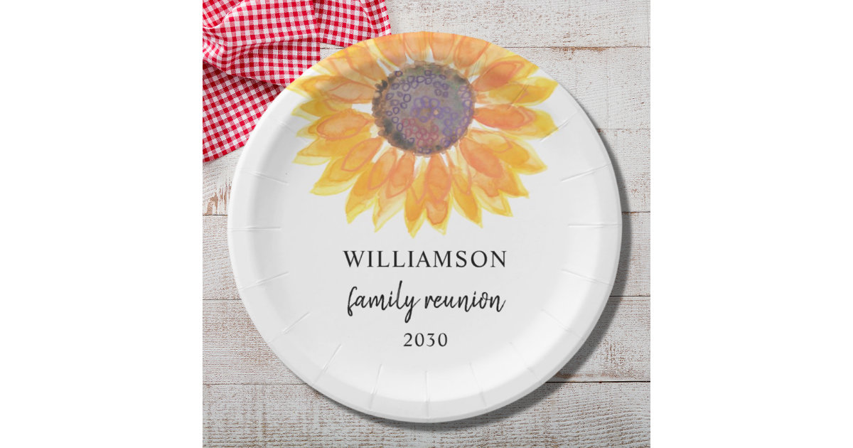 Family Reunion Sunflower Paper Plates | Zazzle