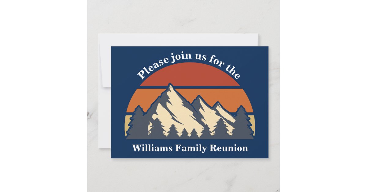 Family Reunion Sunset Mountains Trip Custom Blue Invitation | Zazzle