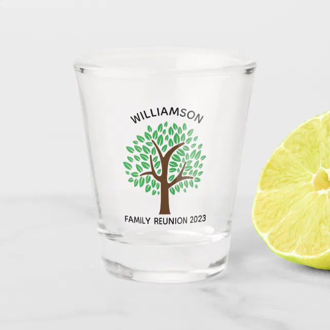 Family Reunion Tree Cute Custom Keepsake Shot Glass | Zazzle