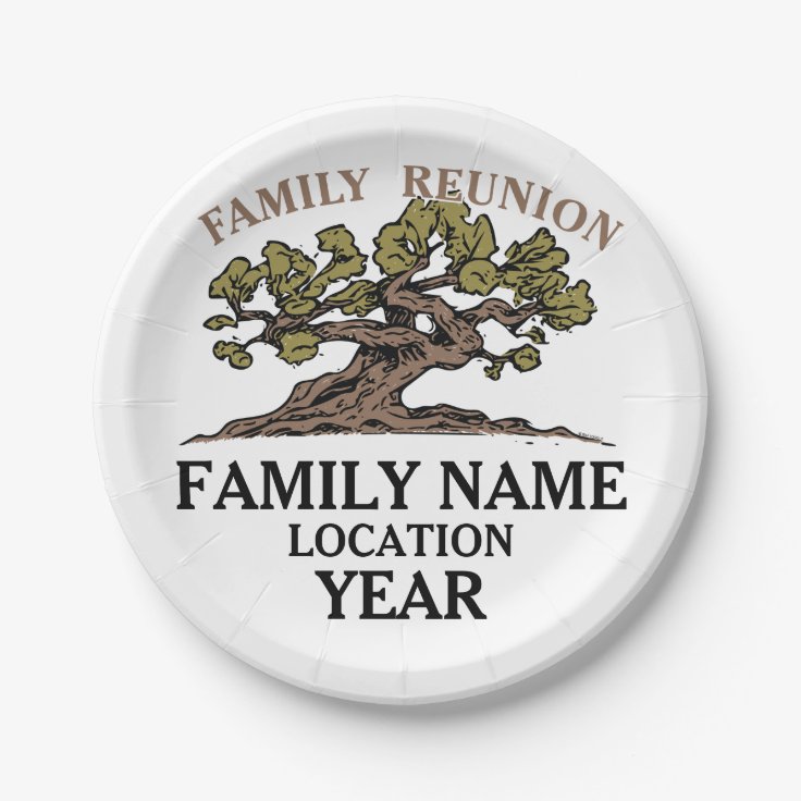 Family Reunion Tree Paper Plates | Zazzle