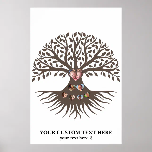 Family Reunion Tree with Photos and Hearts Poster | Zazzle