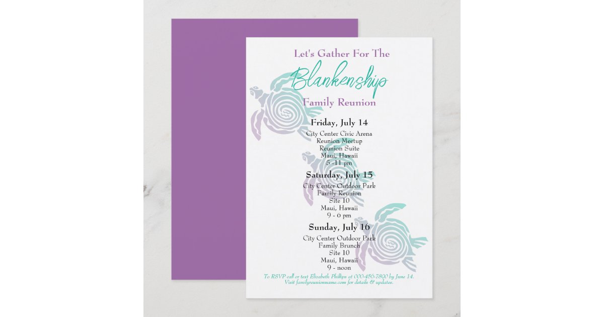 Family Reunion Tribal Art Turtle Three Day Event Invitation | Zazzle