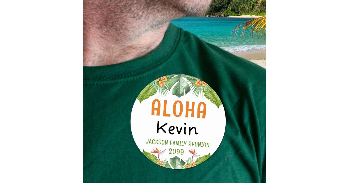 Family Reunion Tropical Palm Aloha Name Tag | Zazzle