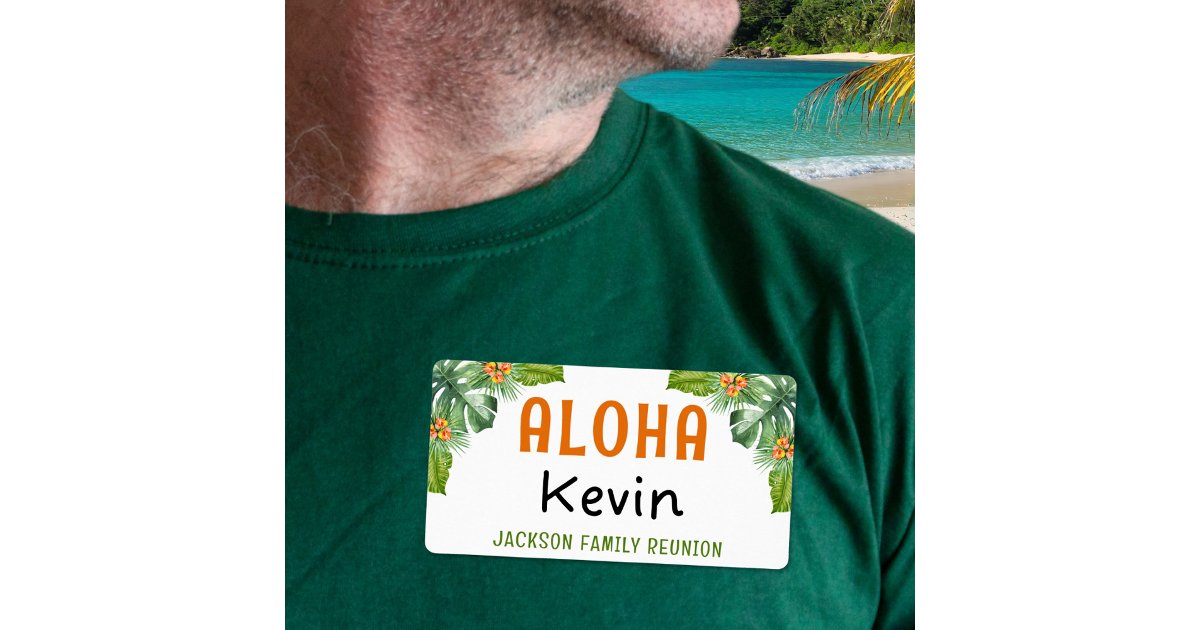 Family Reunion Tropical Palm Aloha Name Tag | Zazzle