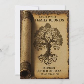 Family Reunion - Vintage Family Tree Scroll Invitation | Zazzle