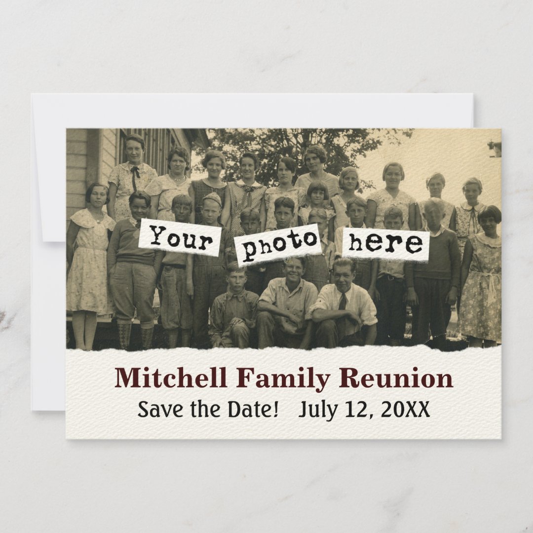 Family Reunion Vintage Photo Template Announcement | Zazzle